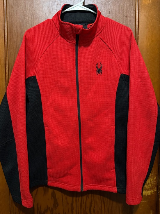 Spyder | Sweaters | Spyder Red And Black Fleece Jacket With Spider Logo ...